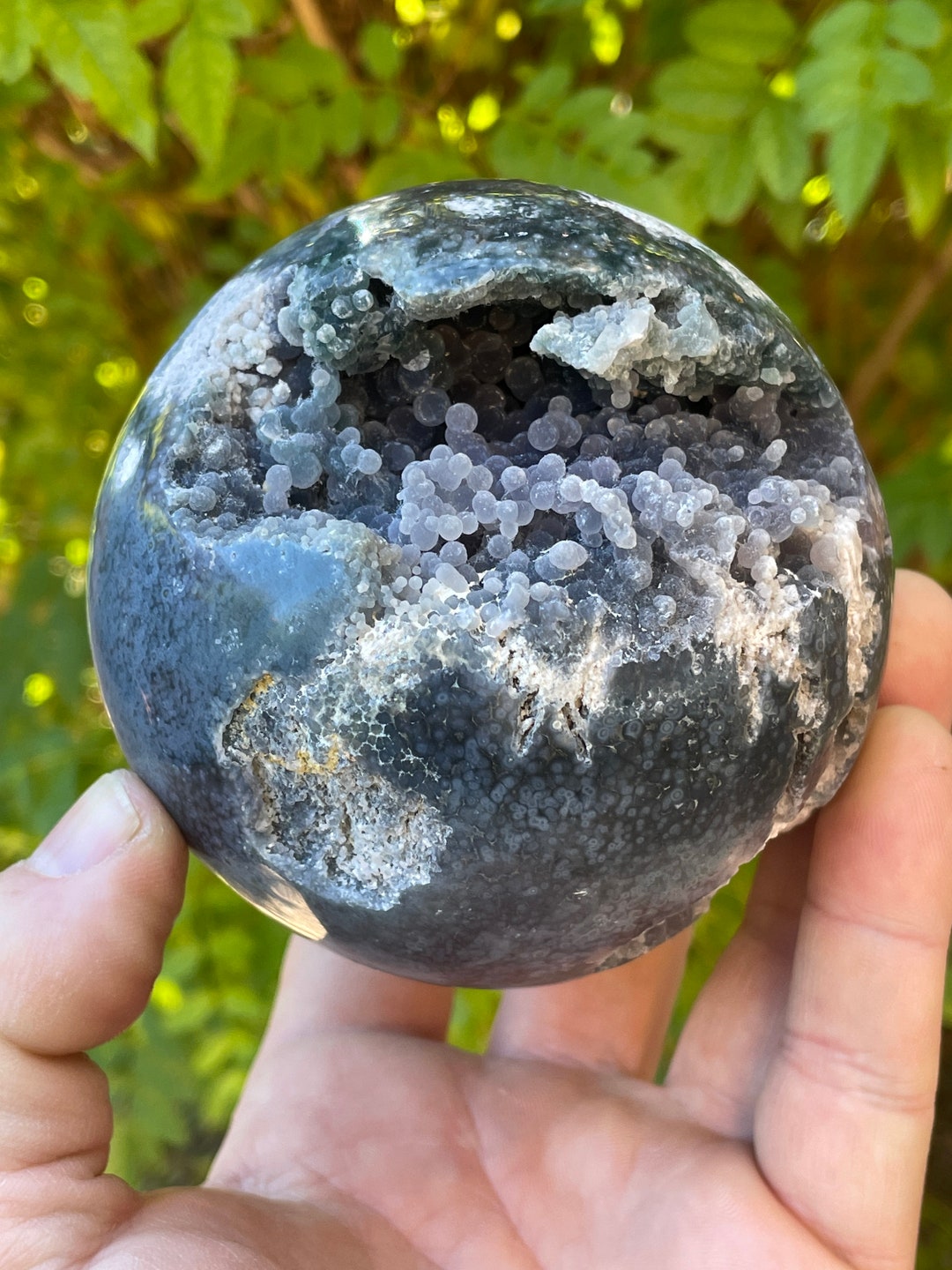 Grape Agate Sphere : Unique Indonesian Purple Raw Chalcedony Formation ...