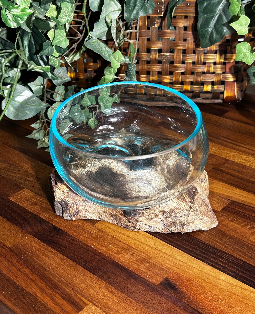 Glass Bowl Molded To Wood Molten Glass Bowl Driftwood Etsy