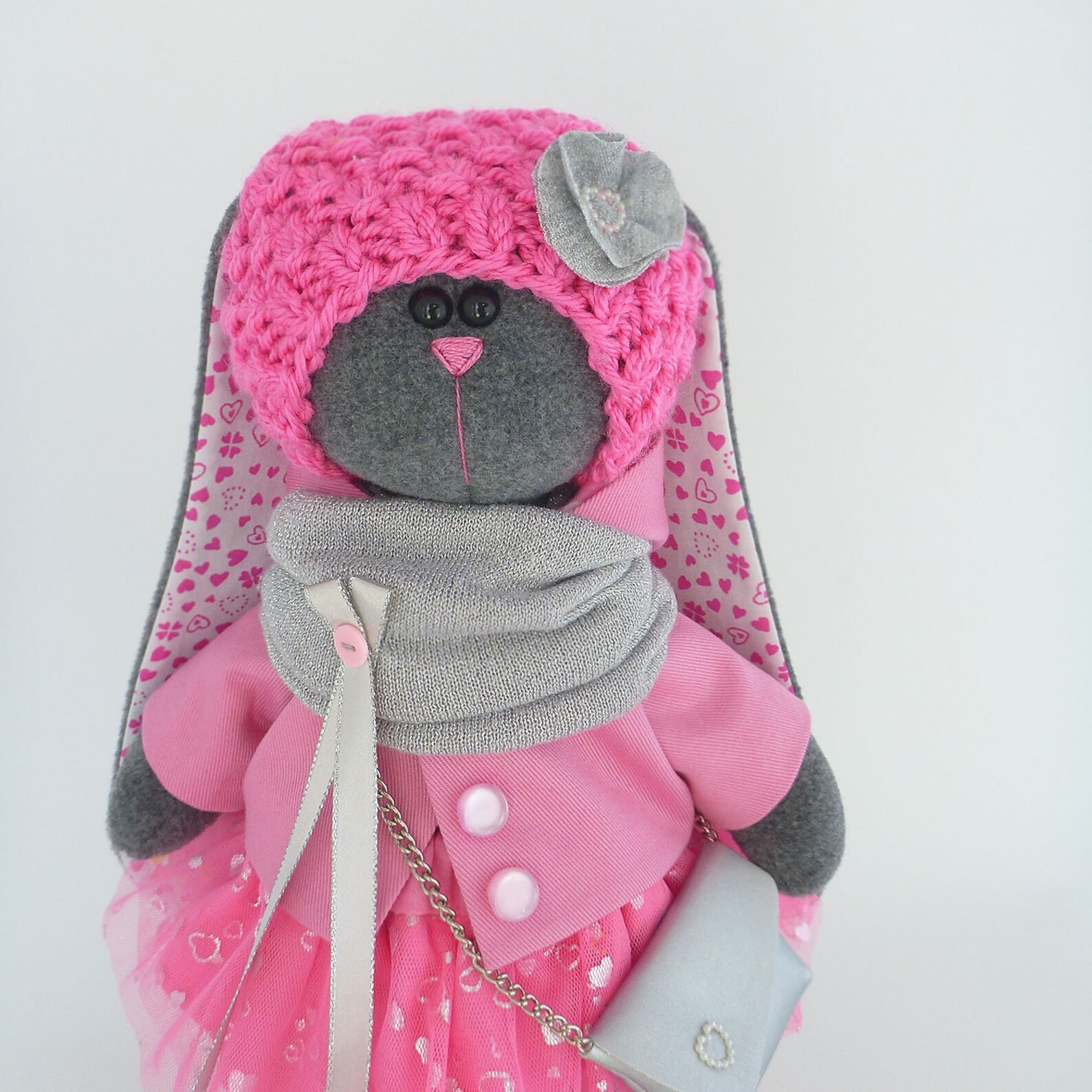 Stuffed Rabbit Doll 14 Inch for Girl, Easter Bunny Plush Pink, Rabbit ...