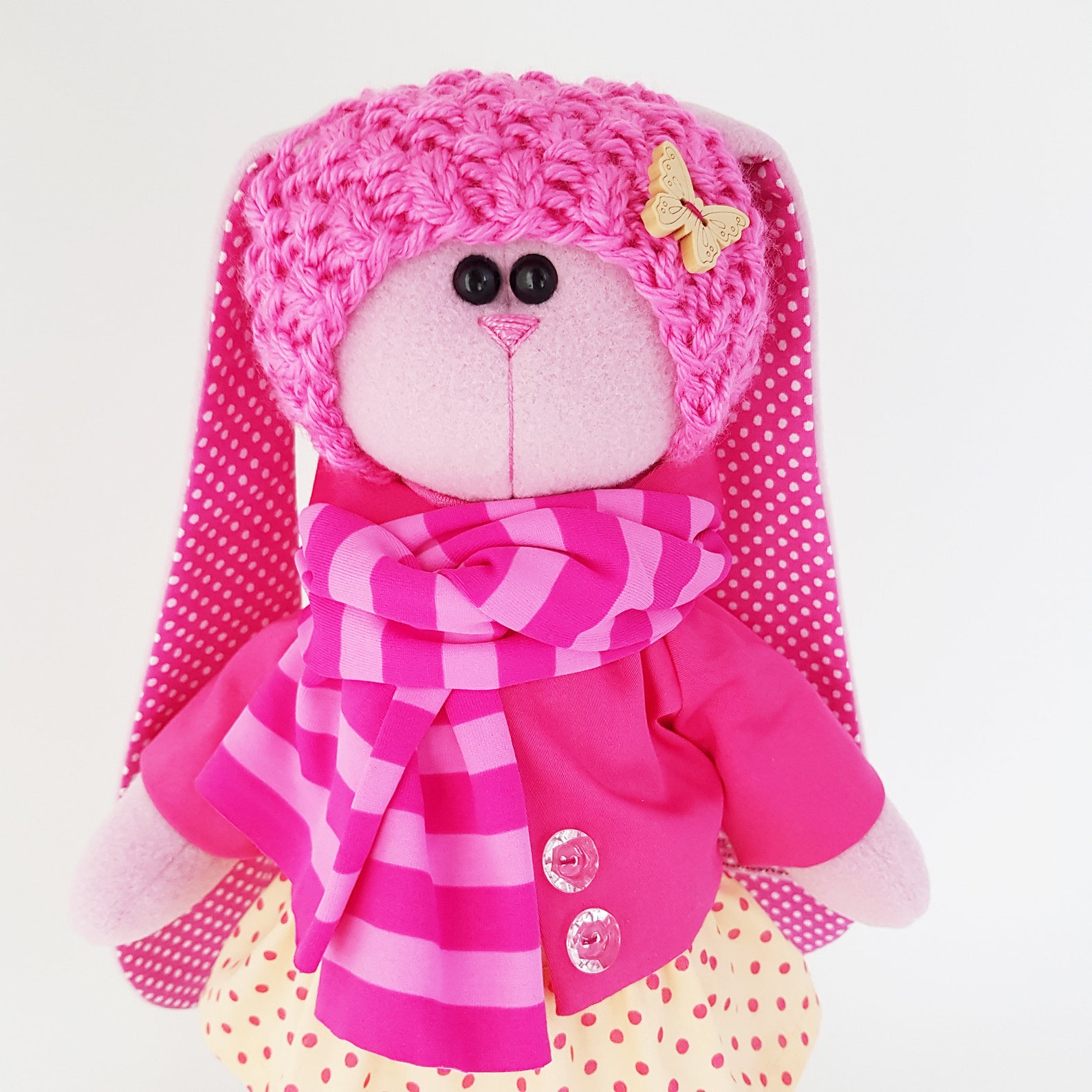 Stuffed Rabbit Doll 14 Inch for Girl, Easter Bunny Plush Pink, Rabbit ...