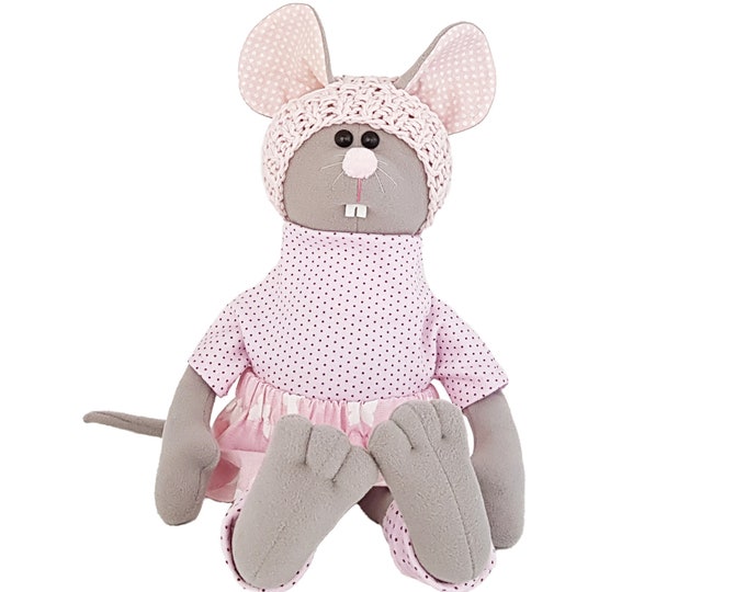 Stuffed Mouse, Animal Toy, Fabric Doll, Baby Shower Gift, Nursery Decor ...