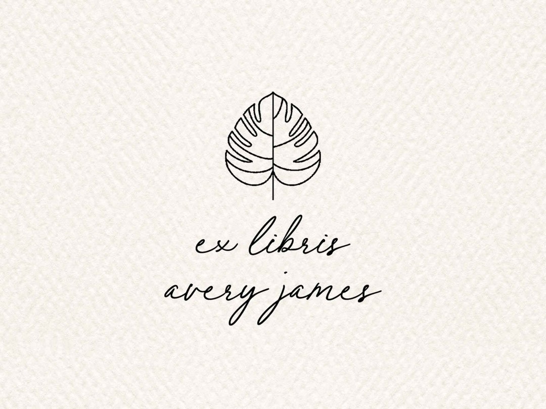 Ex Libris Custom Book Stamp With Monstera Leaf Design; Modern Bookplate ...