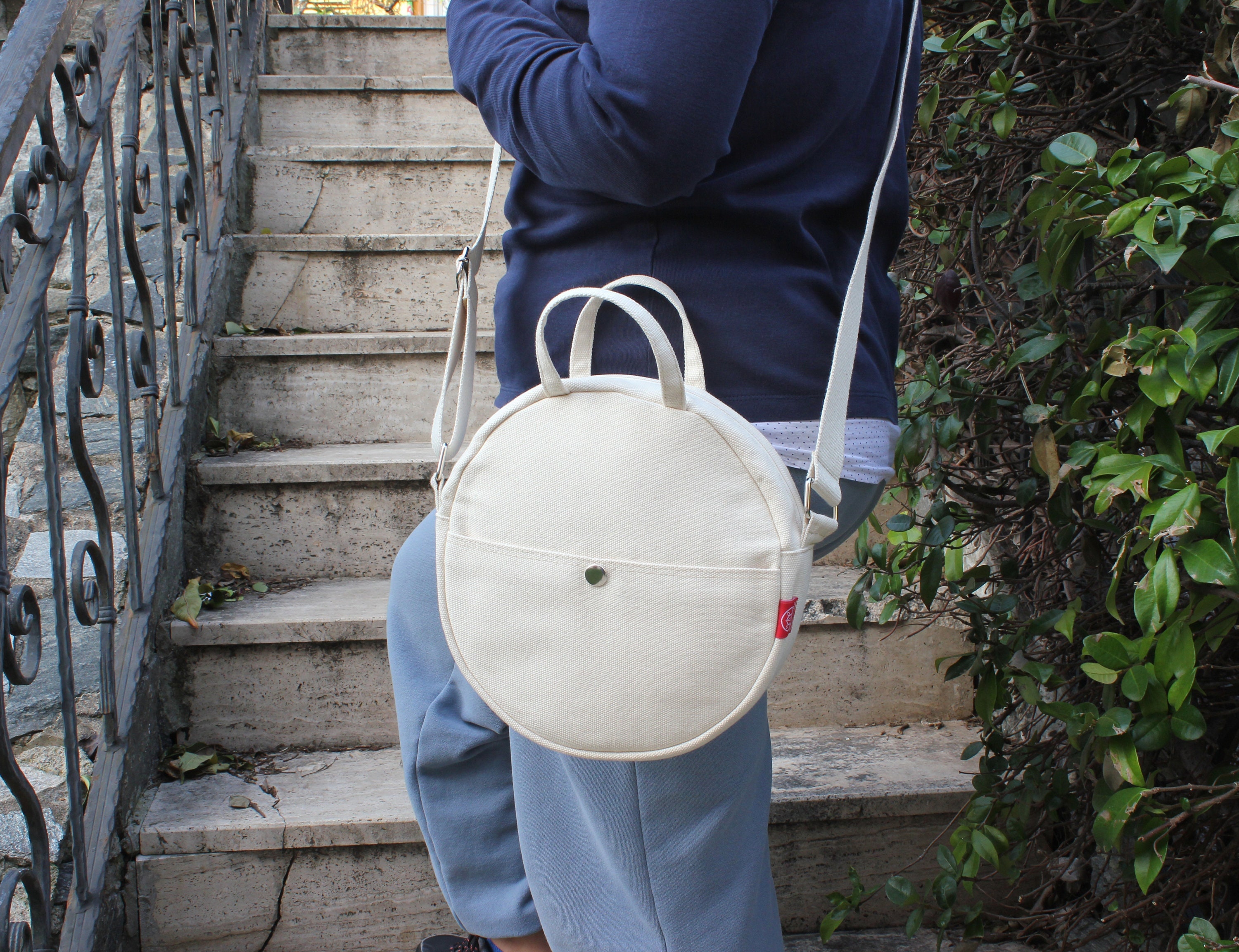 Embroidered Round Tote Bag Initials Custom Bag With Name Personalised ...