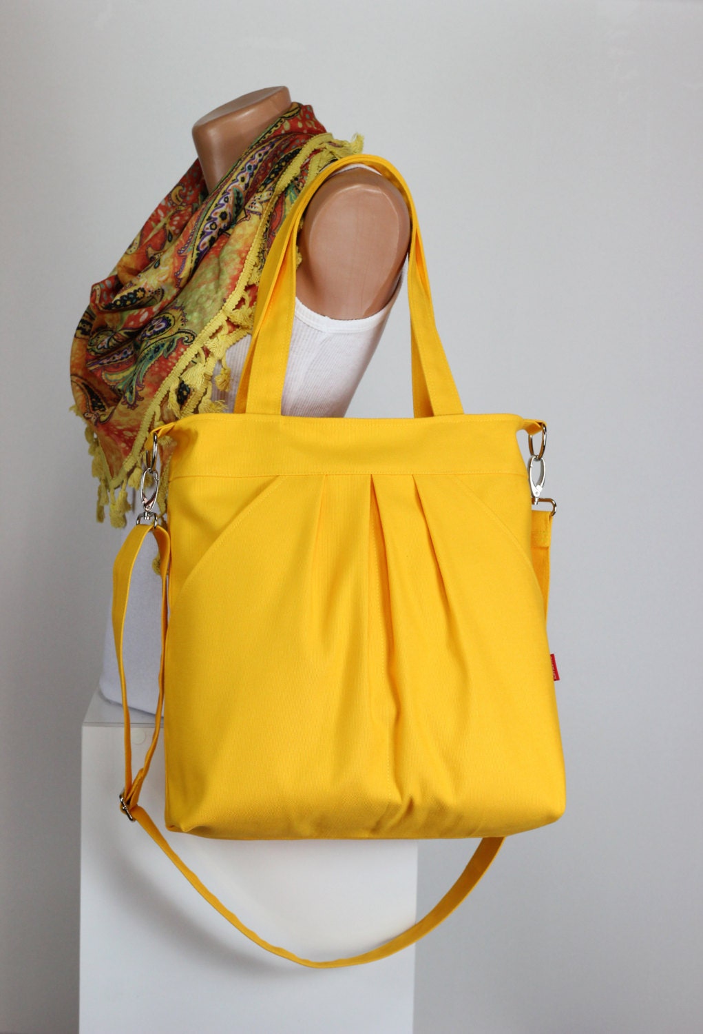 Yellow Large Bag Pleated Different Colors Available Two Big Pocket ...