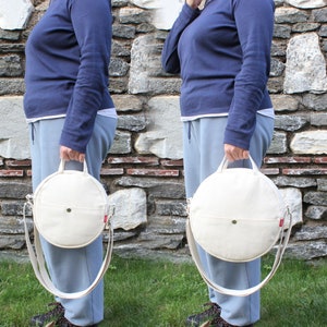 Circle Bag Natural Organic Cotton Round Bag Medium Bag Mini Zipper ...