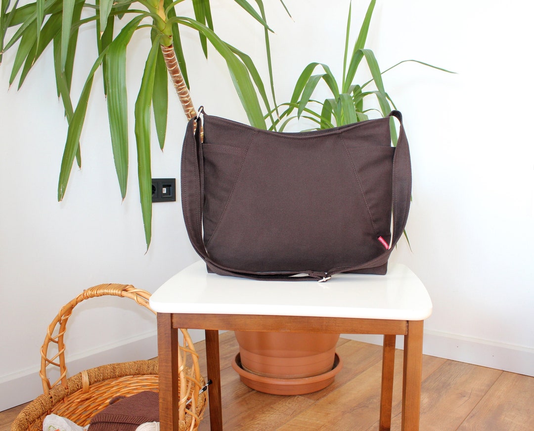 Crossbody Canvas Hobo Bag Big Side Pockets Large Medium Size Simple ...
