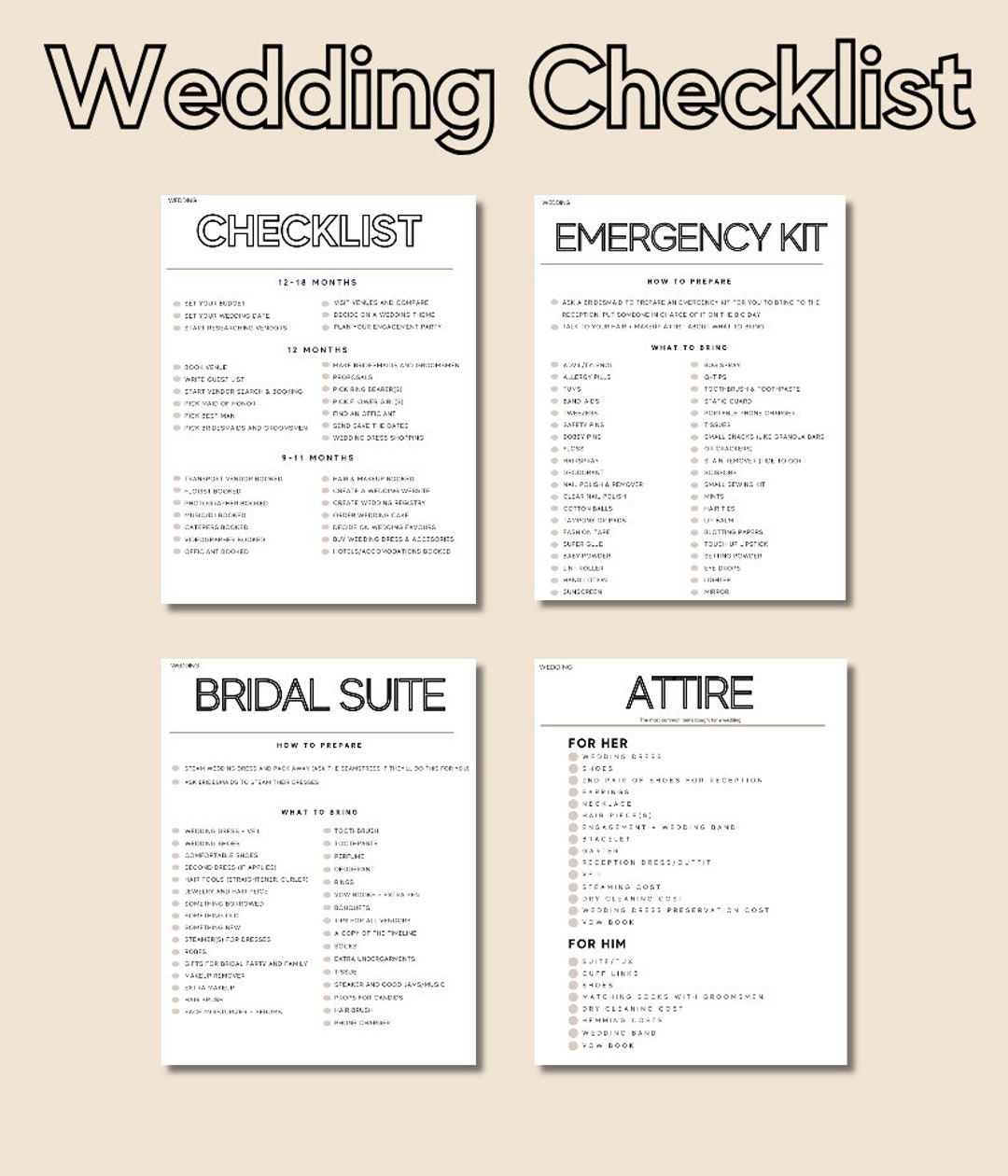 Wedding Checklist Printable and Digital, Wedding Checklist, Canva ...