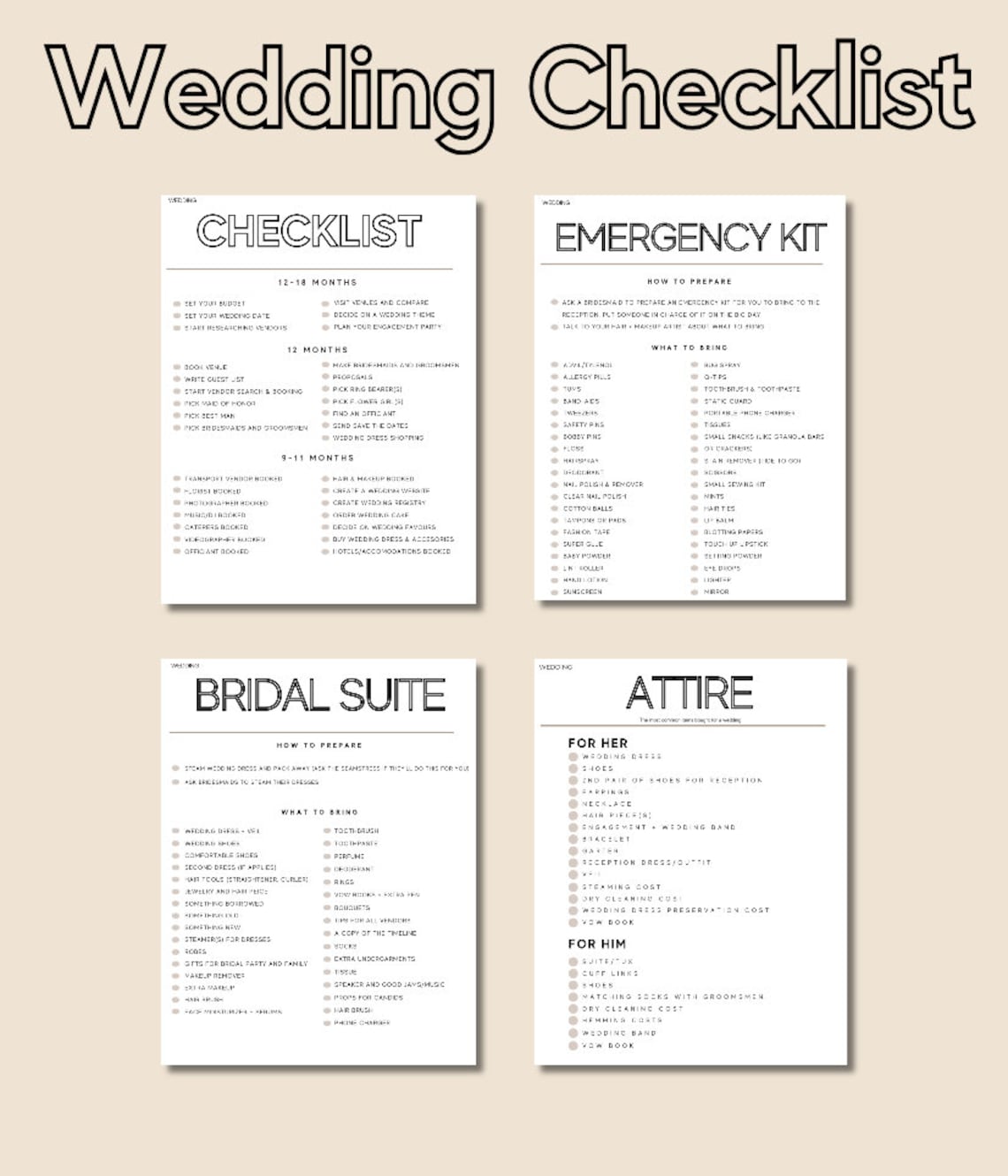 Wedding Checklist Printable and Digital, Wedding Checklist, Canva ...