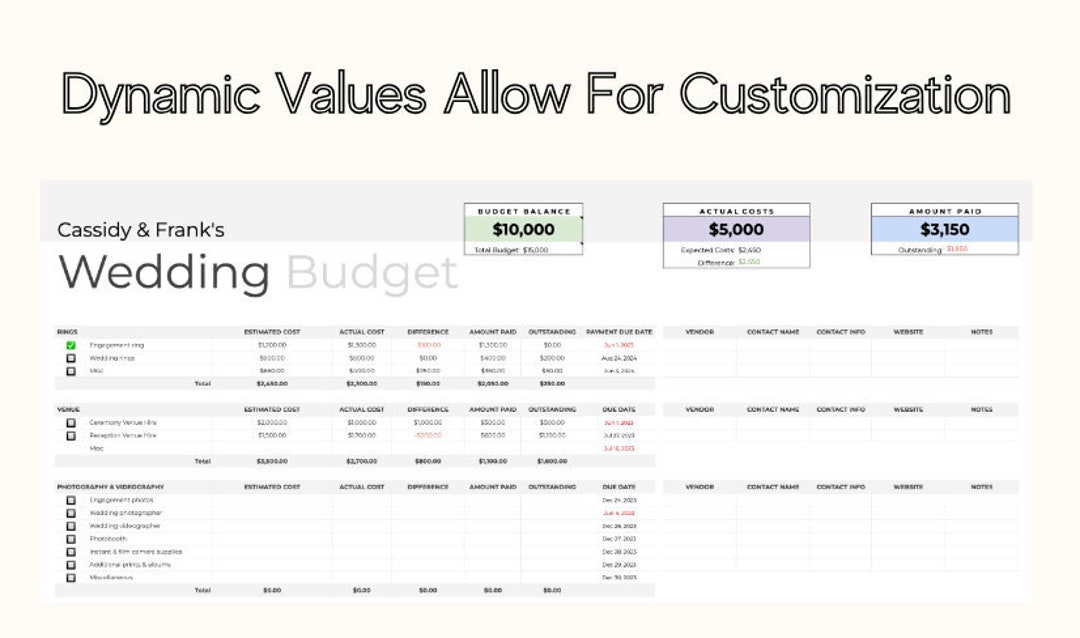 Wedding Budget Spreadsheet, Digital Wedding Planner, Wedding Budget ...