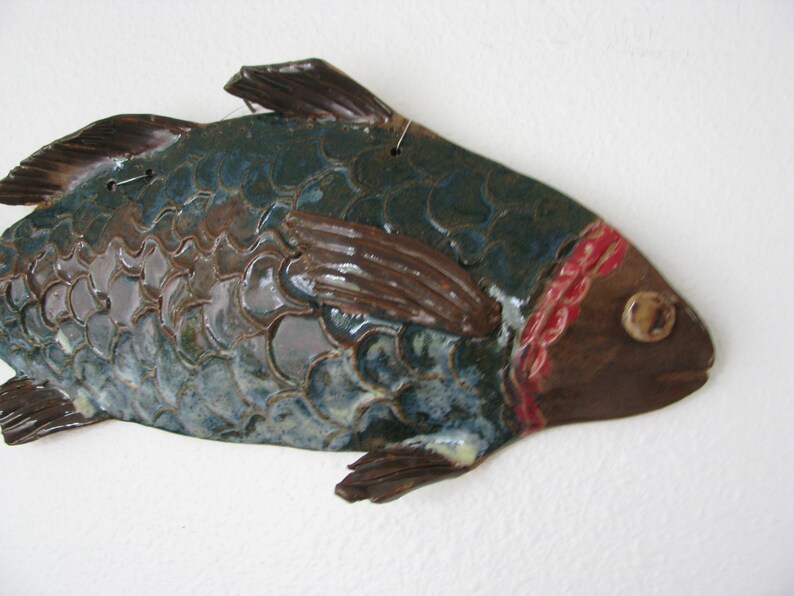 Ceramic Fish Large Pottery Fishhandsculpted Fishart Wall - Etsy