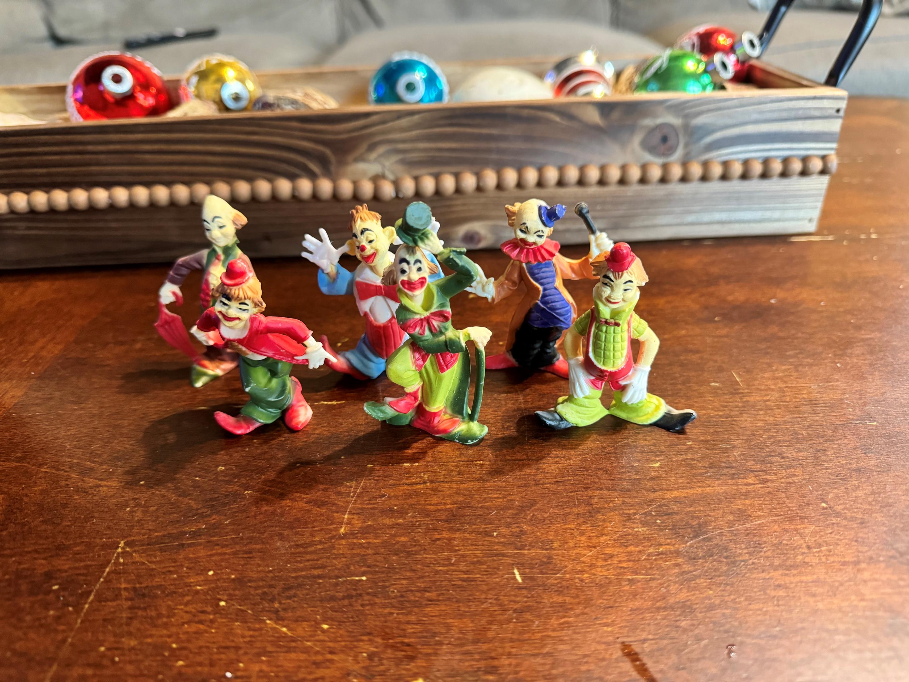 Set of 6 Vintage Plastic Colorful Clown Figurines Made in Macau Cake ...