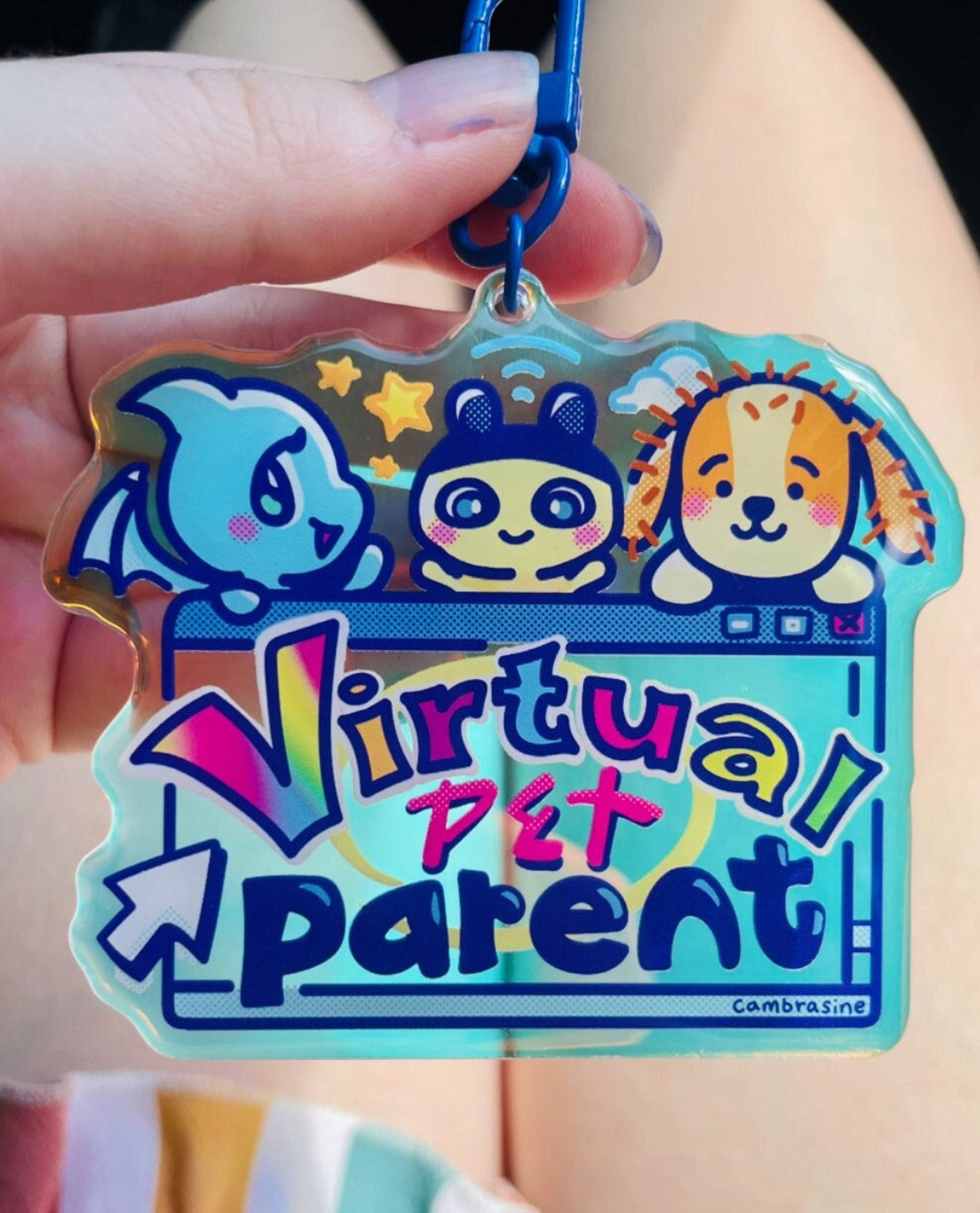 Virtual Pet Parent Holo Keychain - Etsy