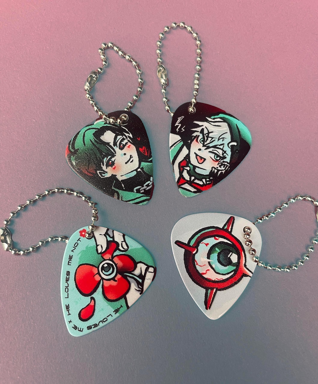 Rockstar Guitar Pick Keychains - Etsy