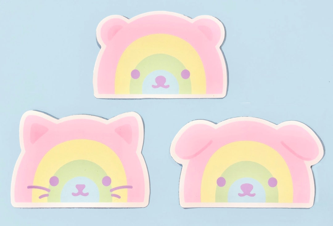 Rainbow Animals Vinyl Stickers - Etsy