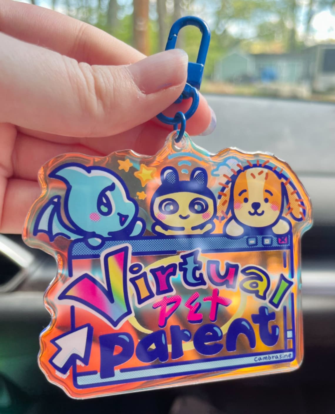 Virtual Pet Parent Holo Keychain - Etsy