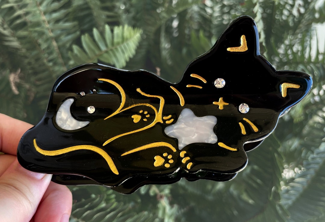 PREORDER Midnight Kitty Hair Claw Clip - Etsy