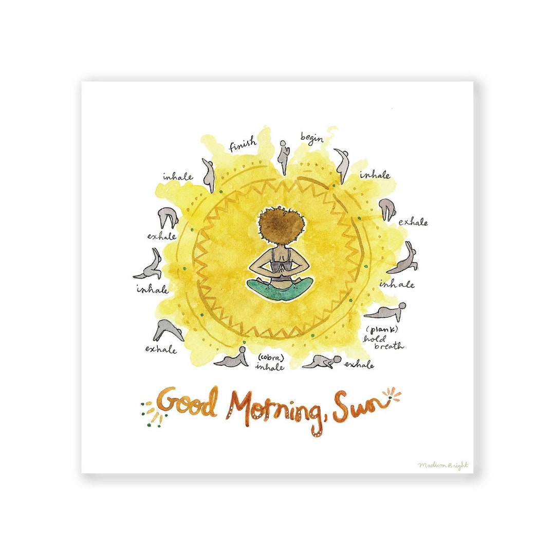 Sun Salutations - Yoga - Archival Watercolor Art Print - 6 X 6" - Etsy