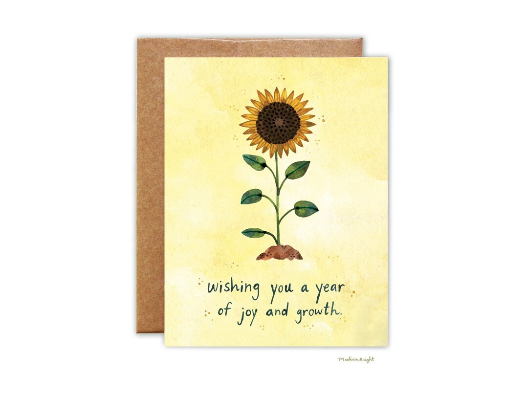 Wishing You a Year of Joy and Growth - Sunflower Birthday Card ...