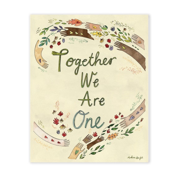Together We Are One Illustration Inspirational Quote - Etsy