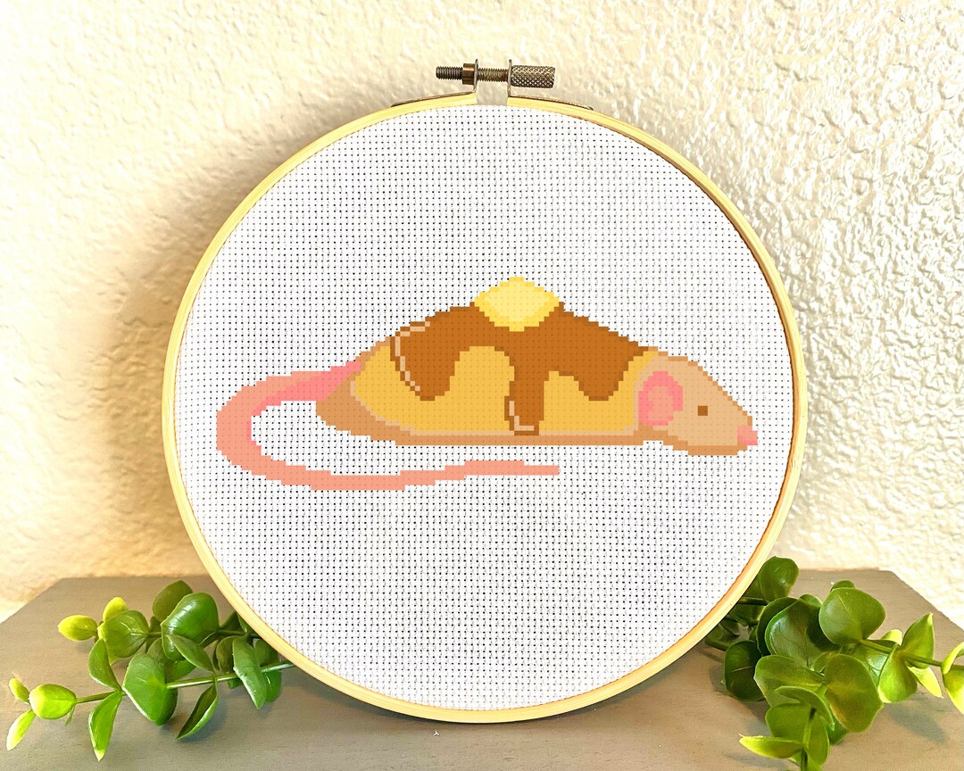 Pancake Mode- Cute Rat Cross Stitch Pattern, Pancaking Pet Rat, Pancake ...