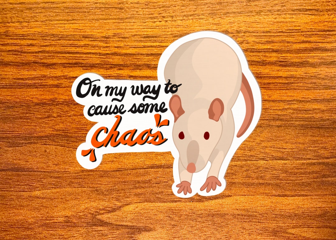 Chaos Rat - Vinyl Rat Sticker, White Rat Text Sticker, Causing Chaos ...