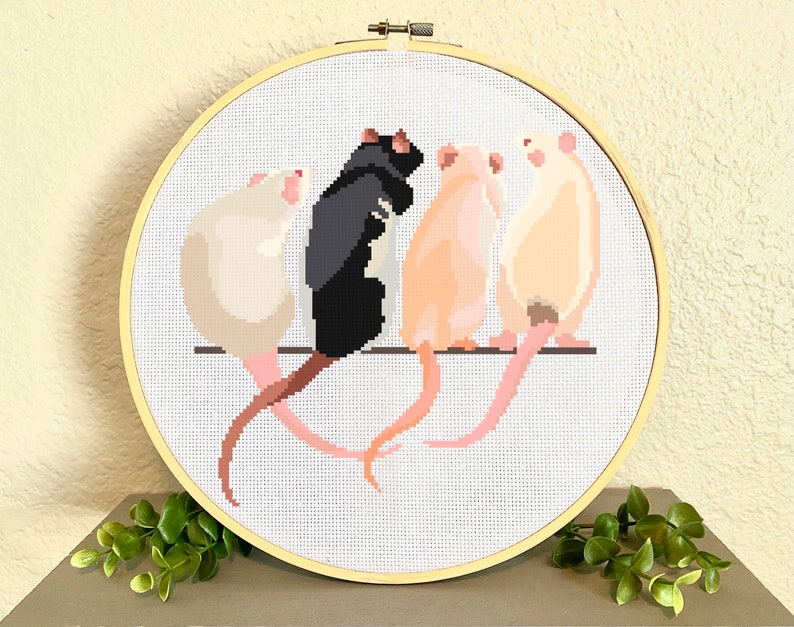 Onlookers - Cute Rat Cross Stitch Pattern. PDF Instant Download - Etsy
