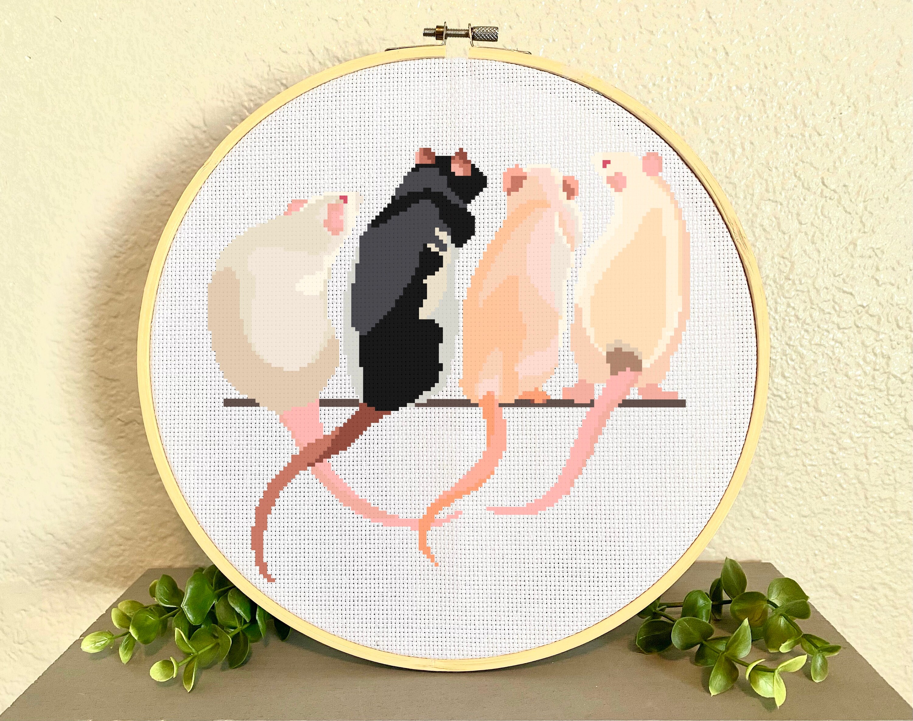 Cute Rats Cross Stitch Pattern Beginner Friendly Pet Rodent Design