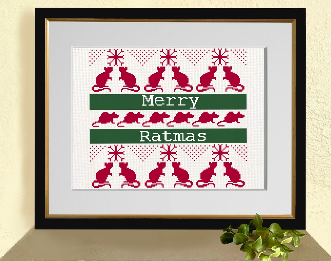 Merry Ratmas - Cute Christmas Rat Cross Stitch Pattern for Pet Rat ...
