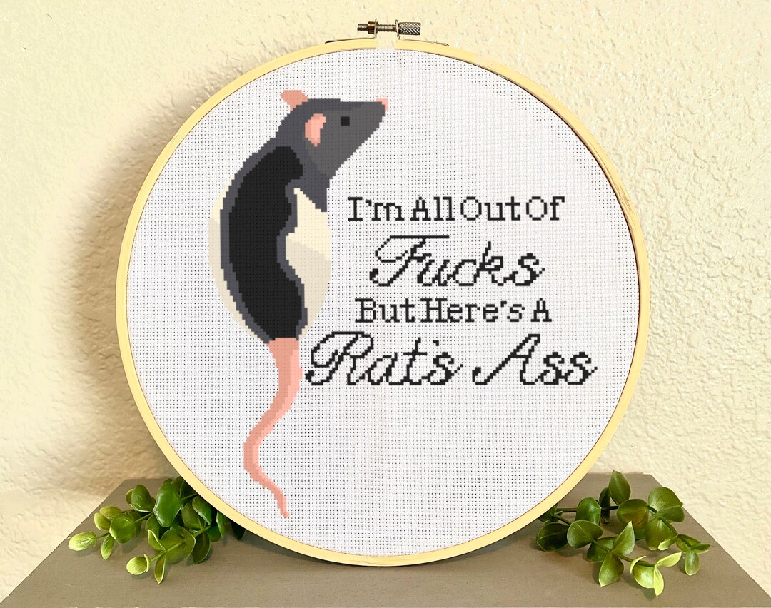 Here's a Rat's Ass Cross Stitch Pattern Cute and Silly Rat Cross Stitch ...