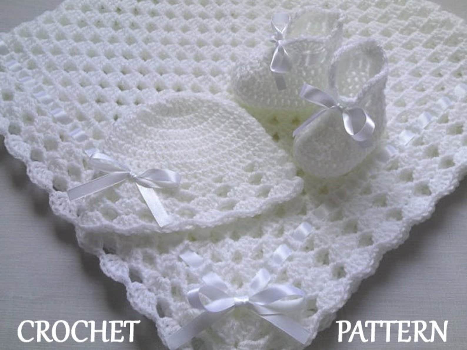 Crochet PATTERN Baby Blanket Hat and Booties Crochet Baby - Etsy