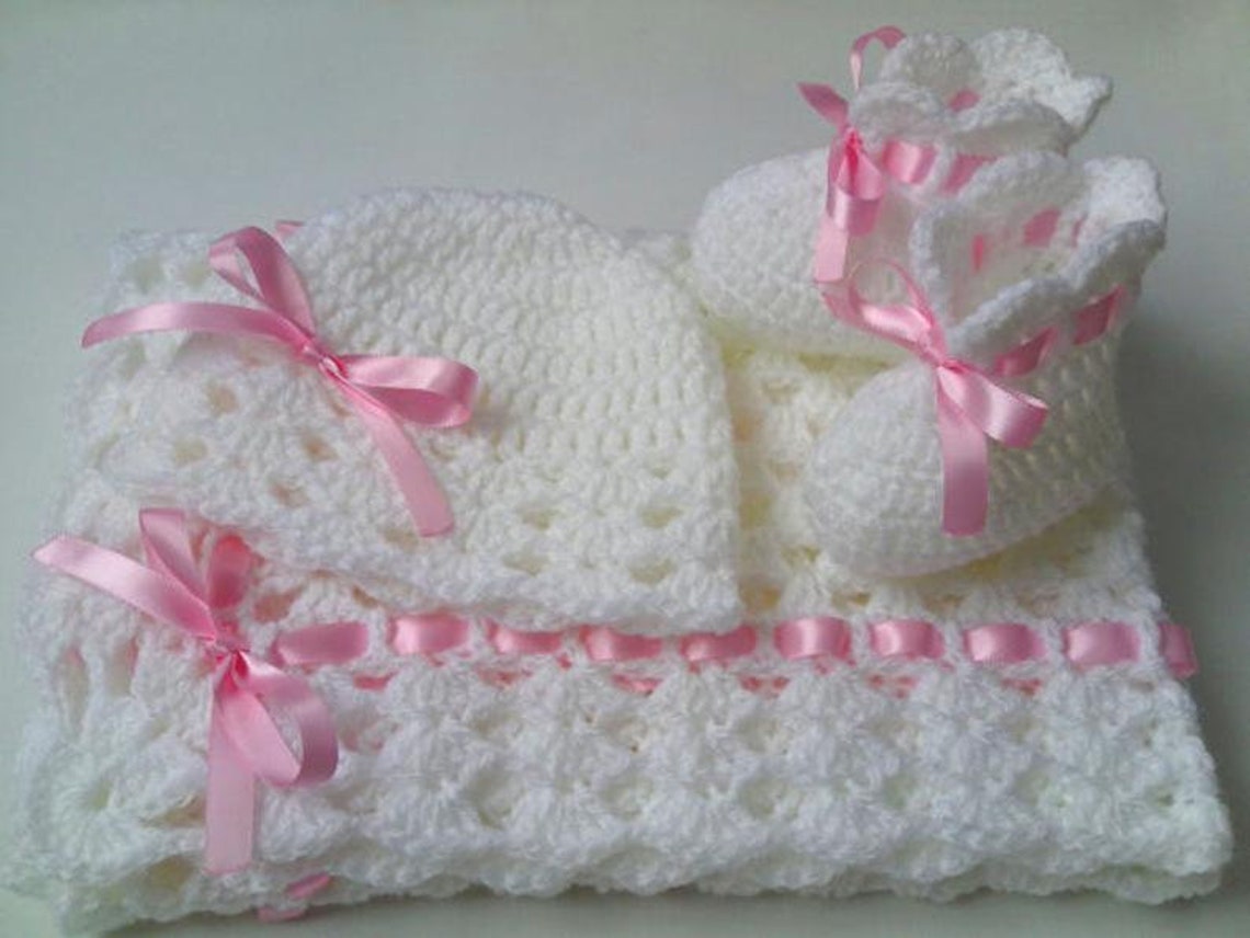 Crochet Pattern Baby Blanket Hat and Booties Set PDF File | Etsy