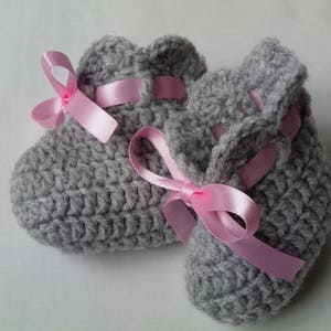 Crochet Pattern Baby Booties, Grey Baby Booties Crochet Pattern ...