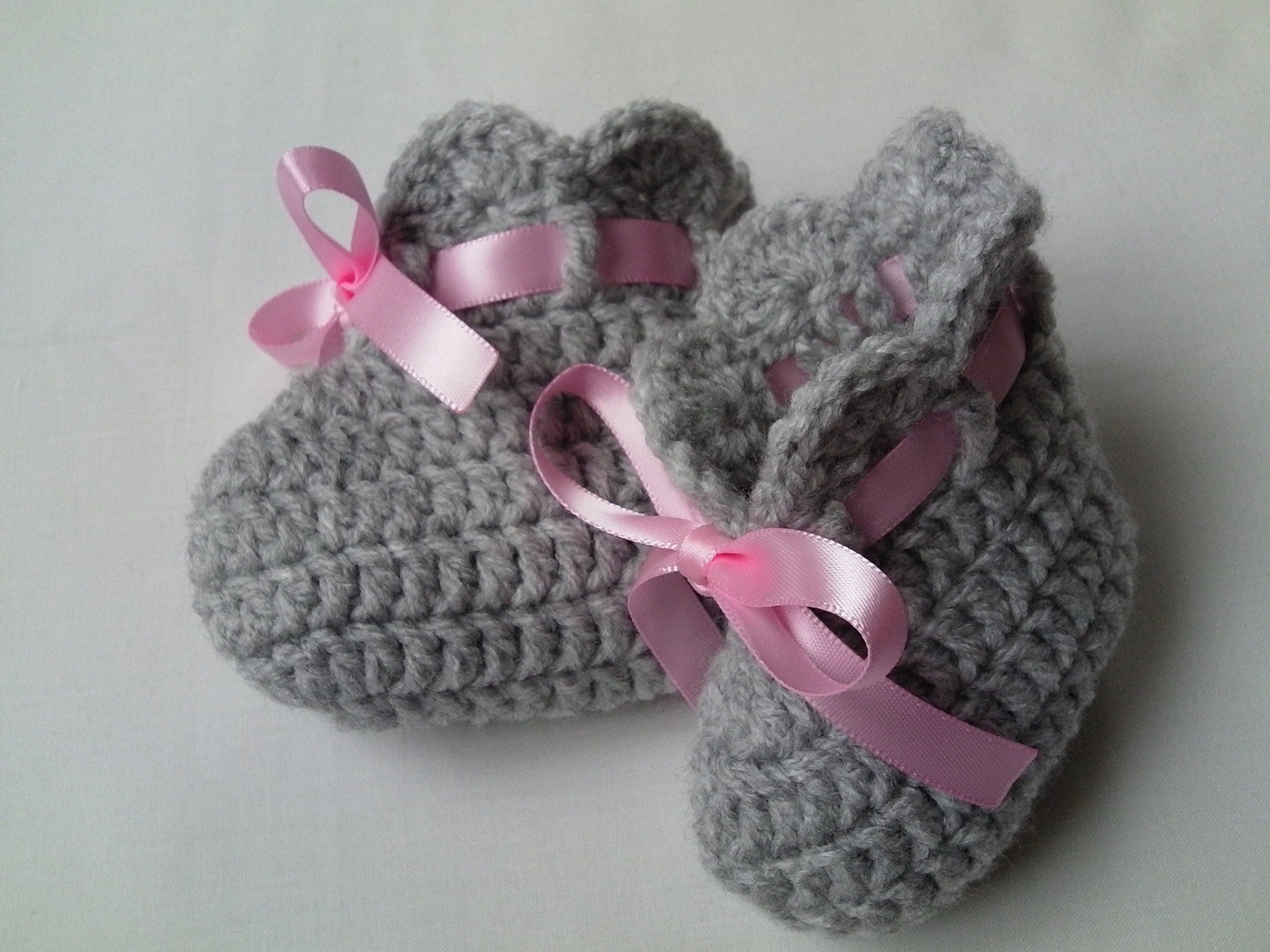 Crochet Pattern Baby Booties, Grey Baby Booties Crochet Pattern ...