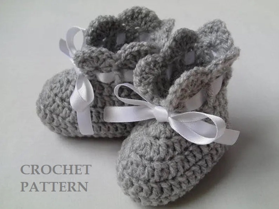 Crochet Pattern Baby Booties Grey Baby Booties Crochet - Etsy