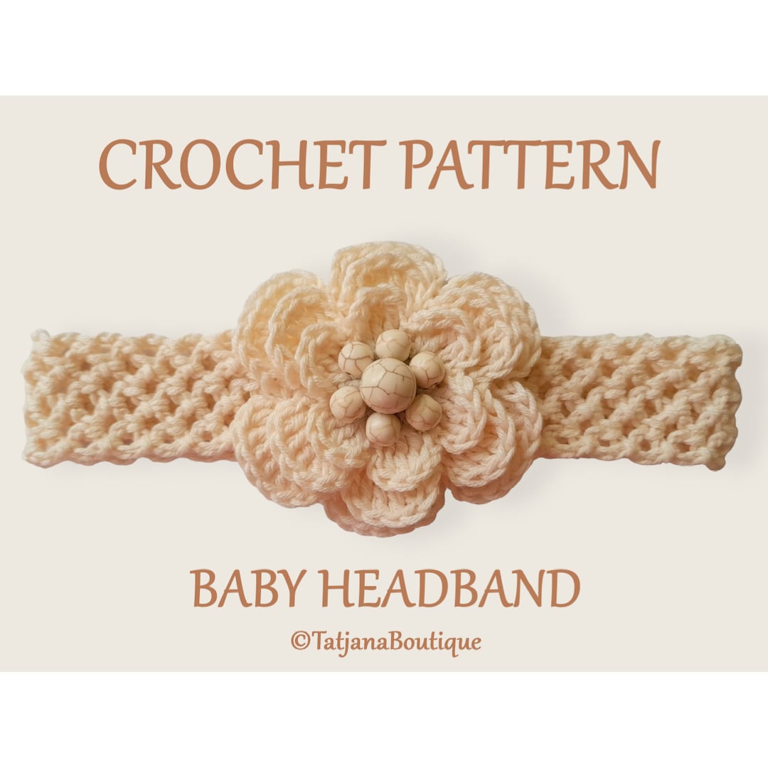 Crochet Pattern Baby Headband, Cotton Baby Stretchy Headband With ...