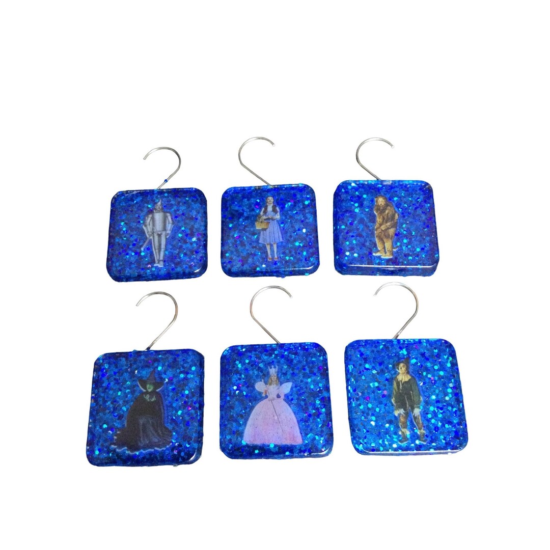 Wizard of Oz Themed Christmas Ornaments Set of 6 Blue Glitter - Etsy