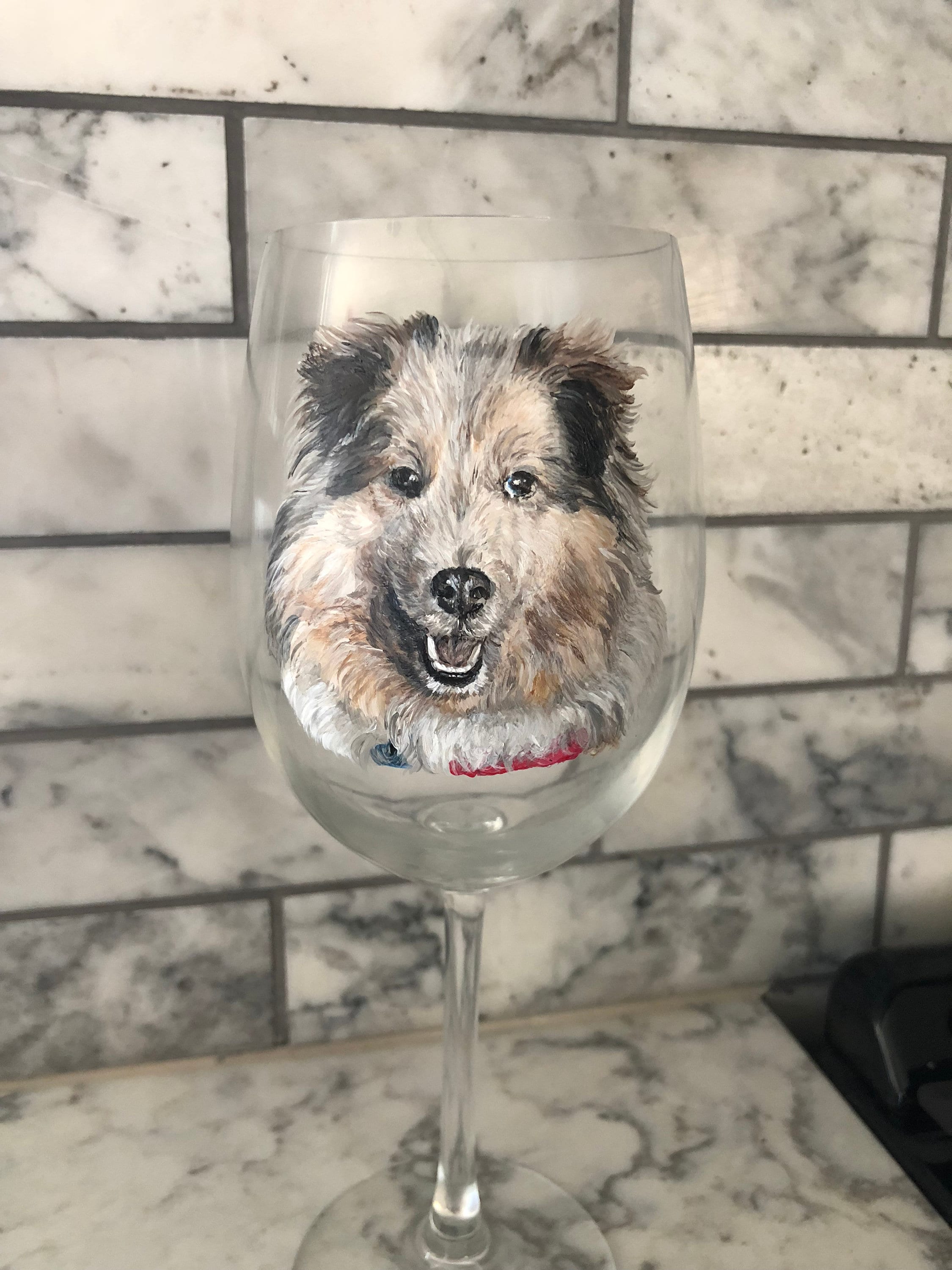 Custom Dog Hand Painted Glass - Etsy