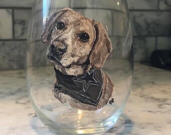 Custom Dog Hand Painted Glass | Etsy
