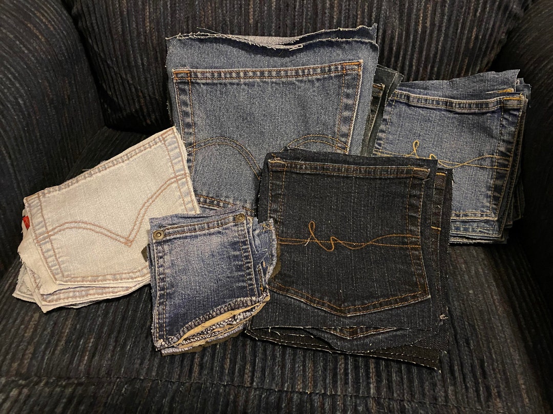 Demin Blue Jean Pockets Various Shades of Blue 37 Big and 5 Small - Etsy
