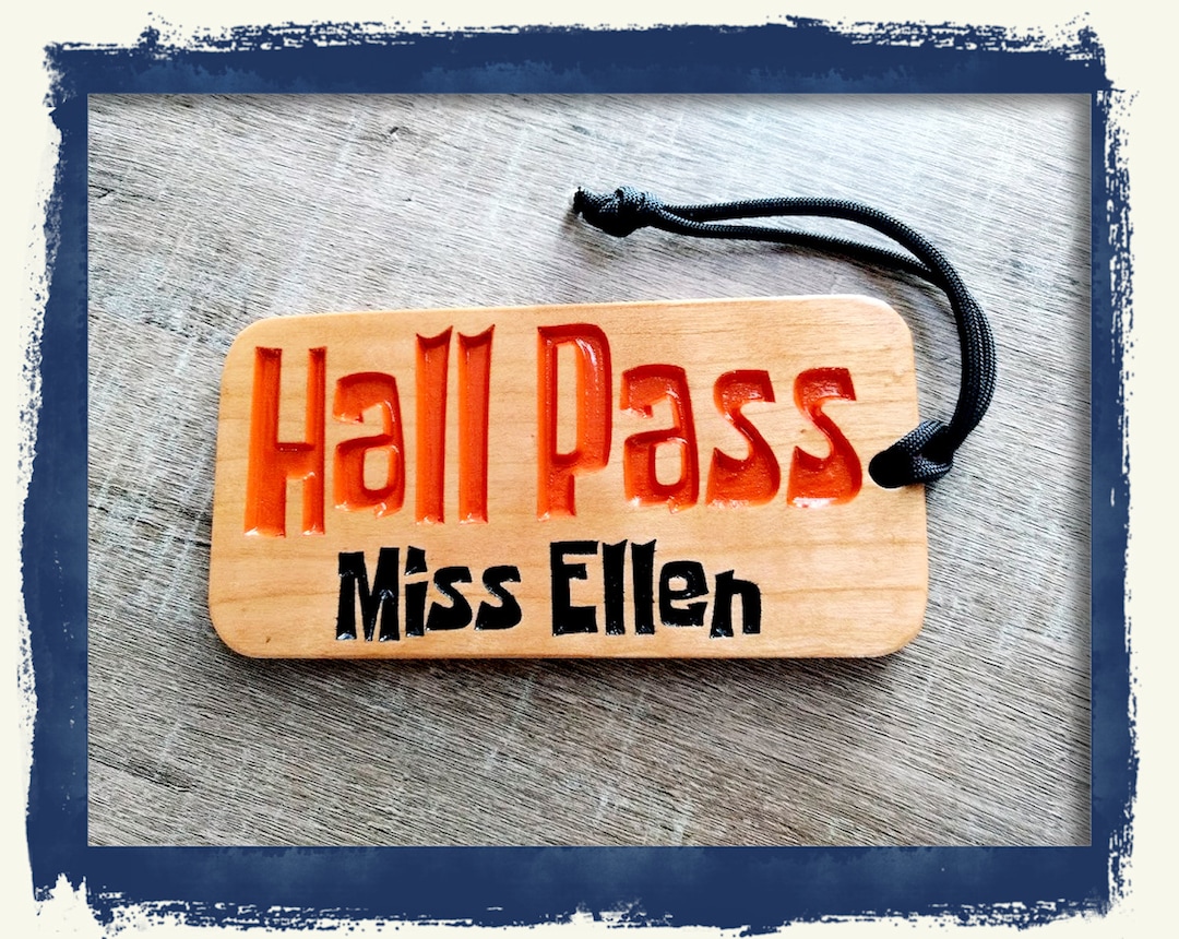PERSONALIZED CARTOON PASS Hallway Pass for Teacher Present Gift Idea ...