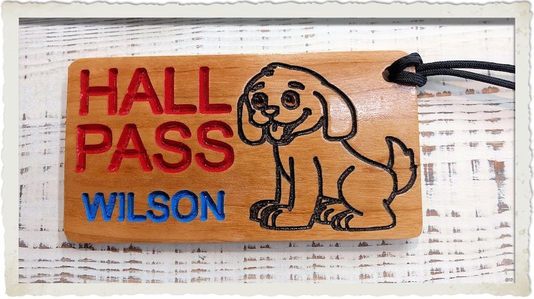 Personalized Puppy Hall Pass | Hand-painted Wood Teacher Gift - Etsy