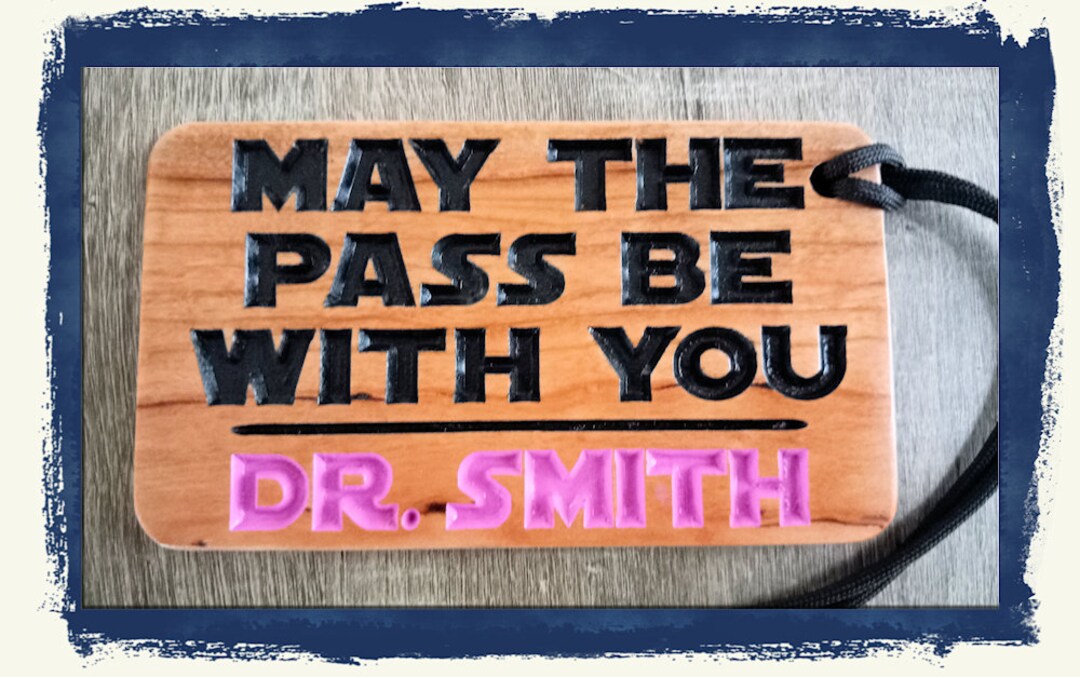 PERSONALIZED SPACE PASS: Cherry Wood Hall Pass for Teachers - Etsy
