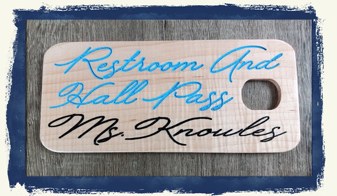 RESTROOM HALL PASS | Personalized 8" X 4" Wood Bathroom Pass for ...