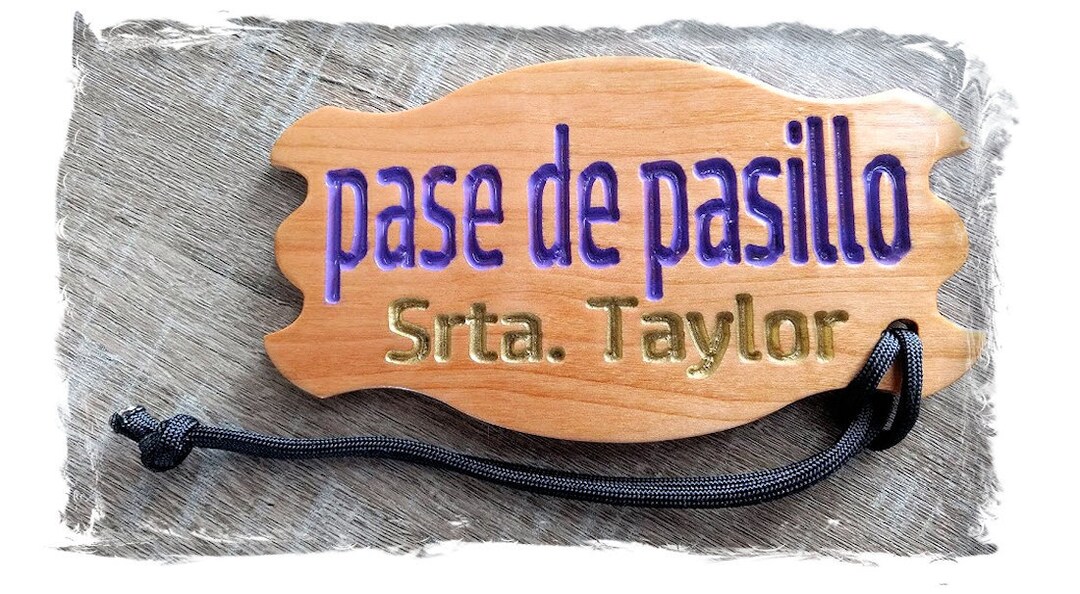 Personalized Spanish Hall Pass: Hand-painted Cherry Wood - Etsy