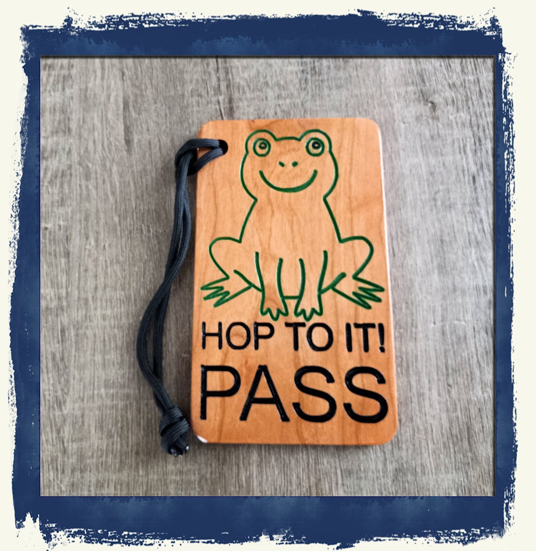 HOP TO IT Hall Pass Frog Graphic Cherry Wood 6 X 3 1/2 - Etsy