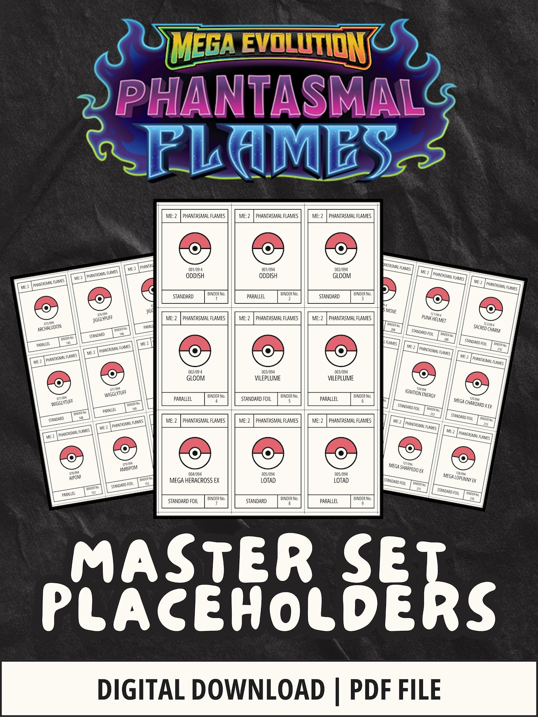 PHANTASMAL FLAMES Pokémon Binder Placeholder Cards | Printable Master ...