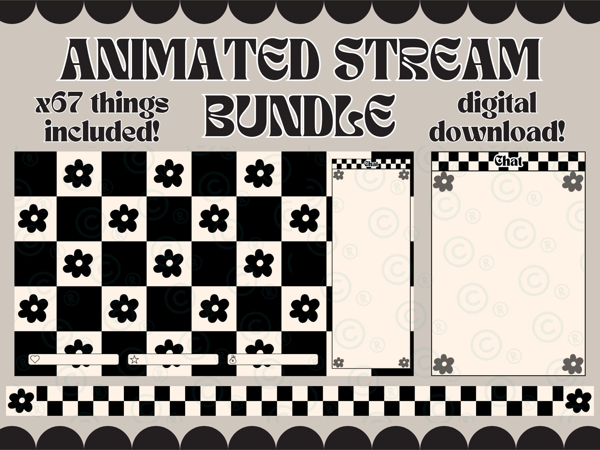 Animated Stream Bundle, Black Twitch Stream Overlays, Emo Youtube ...