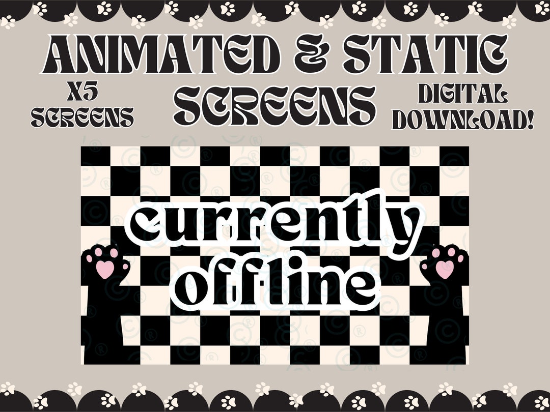 Animated and Static Stream Screens Bundle, Black Cat Twitch Stream ...