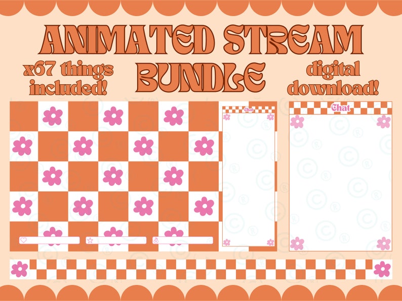 Retro Stream Overlay for Twitch, Aesthetic 60s Animated Gaming Overlay ...