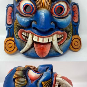 Wood Lakhey/lakhe Demon Mask: Wall-hanging Carved Nepal Nepali Nepalese ...